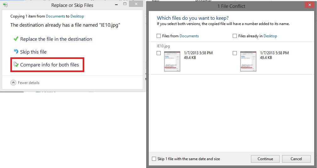 Copy but keep both files option? | Windows 8 Help Forums