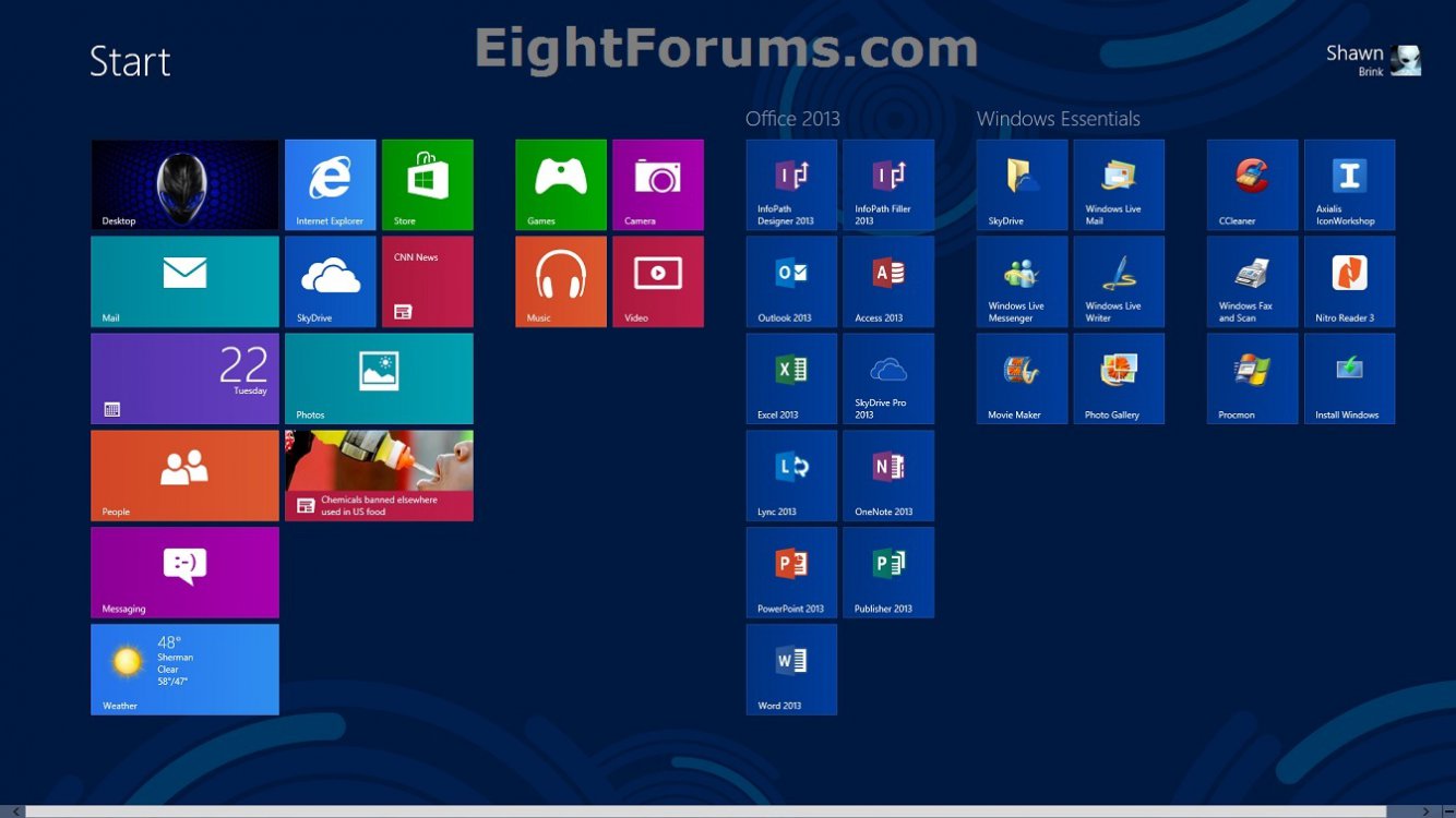Start Screen Layout - Backup and Restore in Windows 8 | Windows 8 Help ...