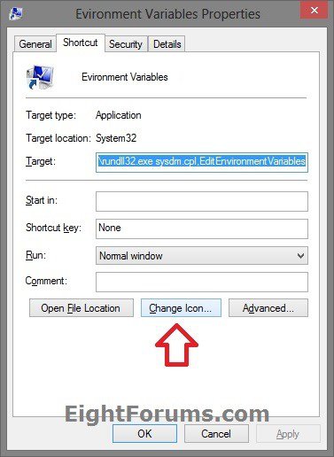 Environment Variables Shortcut - Create in Windows | Windows 8 Help Forums Environment Variables Shortcut - Create in Windows | Windows 8 Help Forums