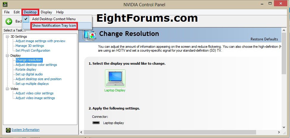 NVIDIA Taskbar Notification Area Icon - Add or Remove | Windows 8 Help Forums