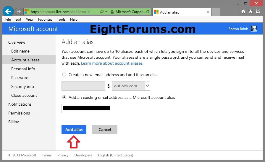 Microsoft Account Aliases Add Or Remove Windows 10 Forums