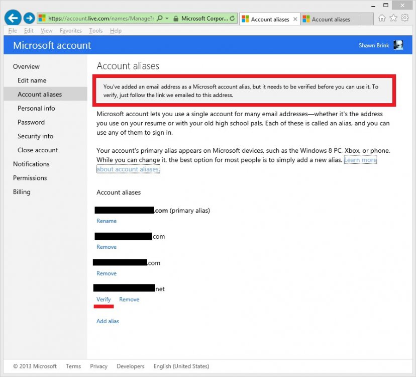 Microsoft Account Aliases - Add or Remove | Windows 8 Help Forums