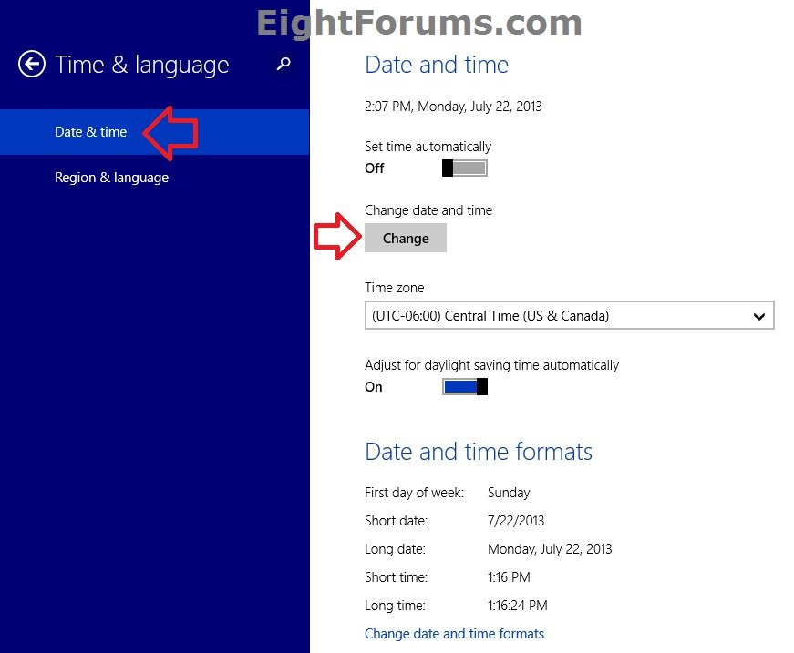 Date and Time - Change in Windows 8 and 8.1 | Windows 8 Help Forums