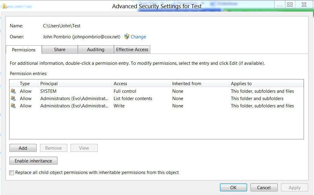 Win8 Inheriting Permissions causes ACCESS DENIED with folders ...