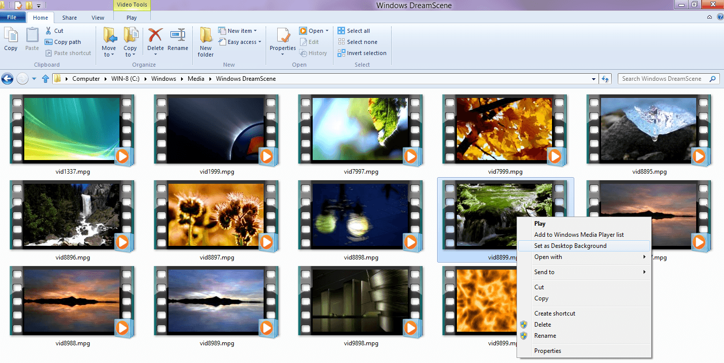 Dreamscene Windows 8