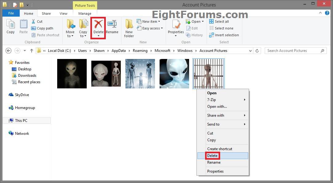 Account Picture - Delete Recent Pictures in Windows 8 | Windows 8 Help ...