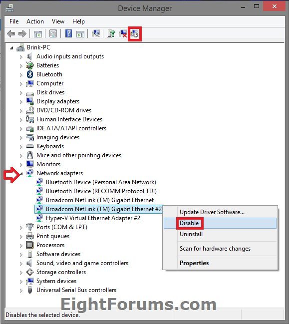 Network Adapter (NIC) - Enable or Disable in Windows | Windows 8 Help ...