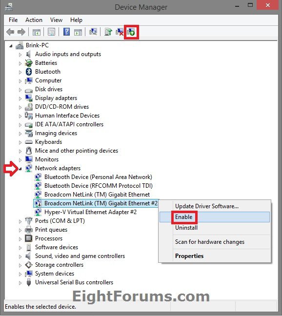 Network Adapter (NIC) - Enable or Disable in Windows | Windows 8 Help ...