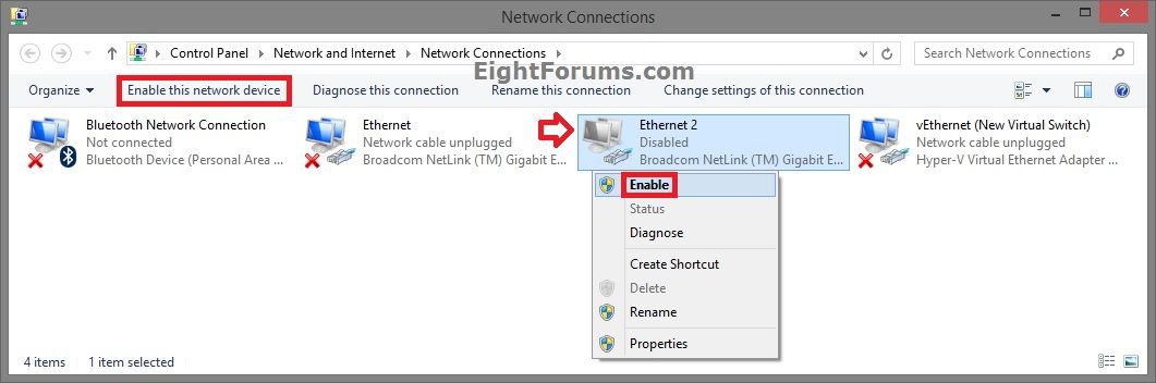 Network Adapter (NIC) - Enable or Disable in Windows | Windows 8 Help ...