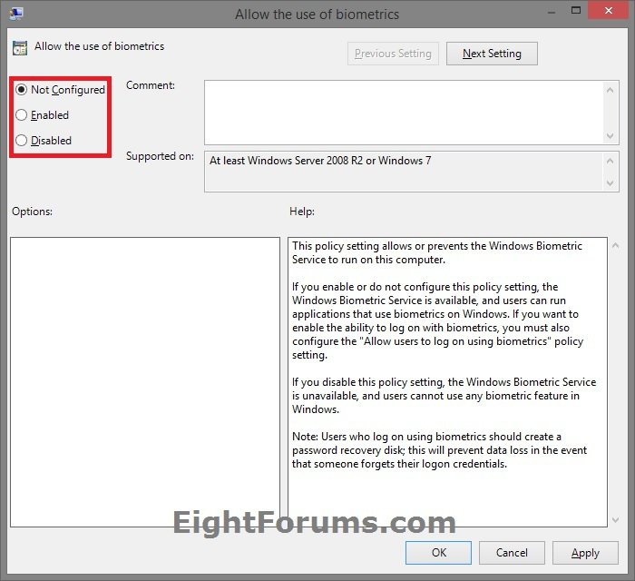 Biometrics - Enable or Disable in Windows 8.1 | Windows 8 Help Forums Biometrics - Enable or Disable in Windows 8.1 | Windows 8 Help Forums