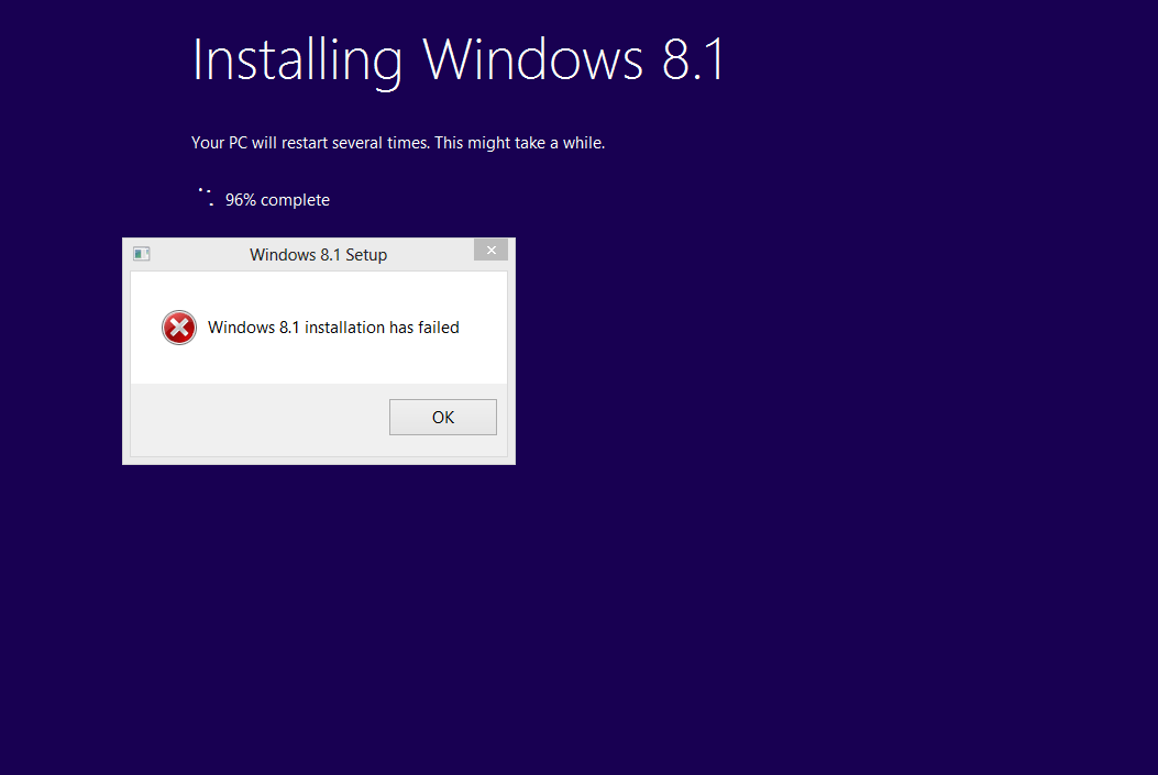 Windows 8.1 Installation has failed | Windows 8 Help Forums