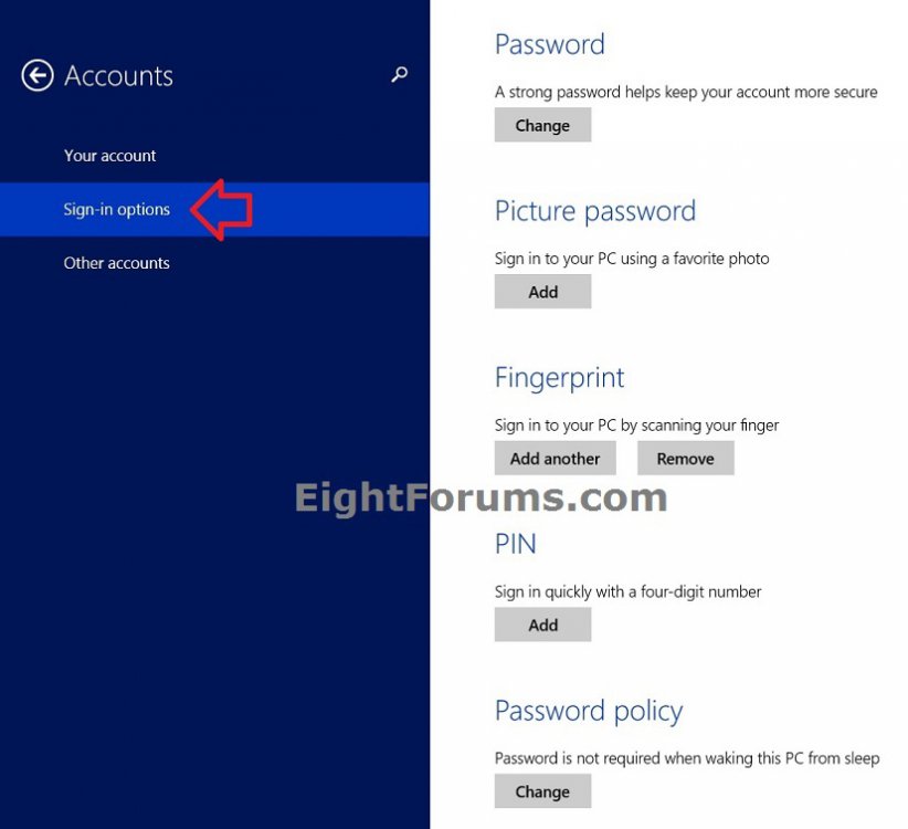 Accounts Sign-in Options Shortcut - Create in Windows 8.1 | Windows 8 ...