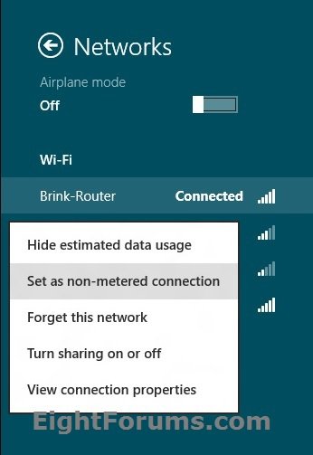 Wireless Network - Set or Unset as Metered Connection in Windows 8 ...