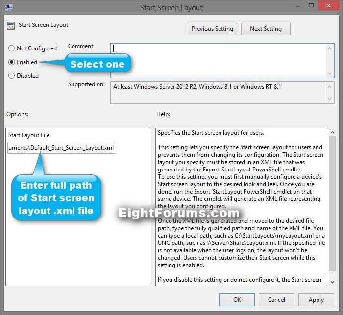 Start Screen Layout - Specify Default in Windows 8.1 | Windows 8 Help ...