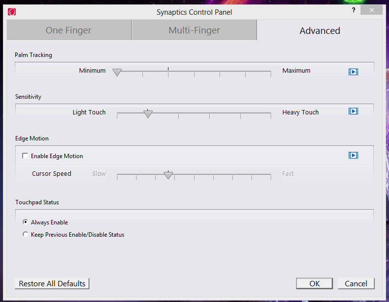 Can't disable Palm Tracking - Synaptics pointing device | Windows 8 ...