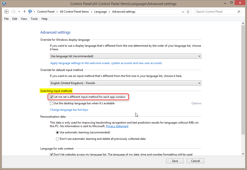 Solved - How to use input method independently in various windows? | Windows 8 Help Forums