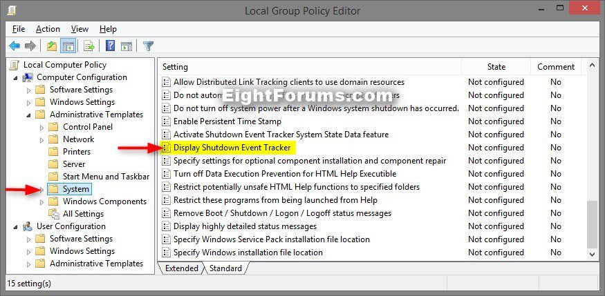 Shutdown Event Tracker - Enable or Disable in Windows | Windows 8 Help Forums