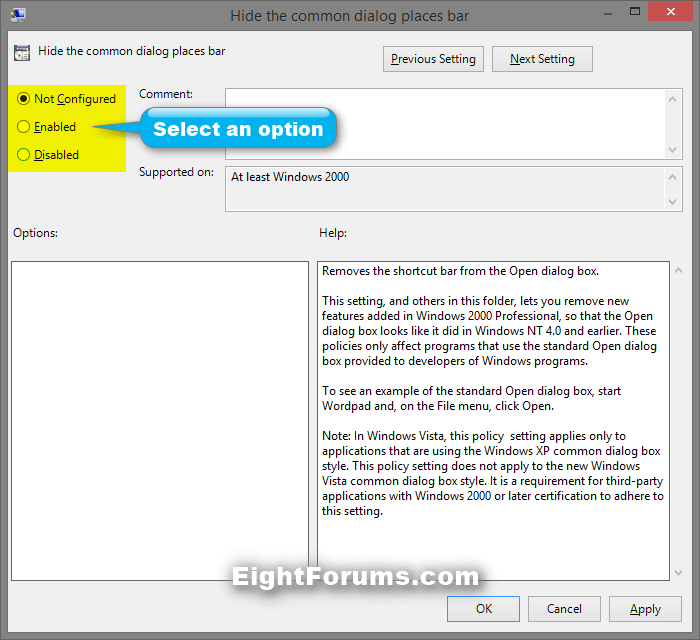 Common Open File Dialog Box Places Bar - Hide or Show | Windows 8 Help Forums