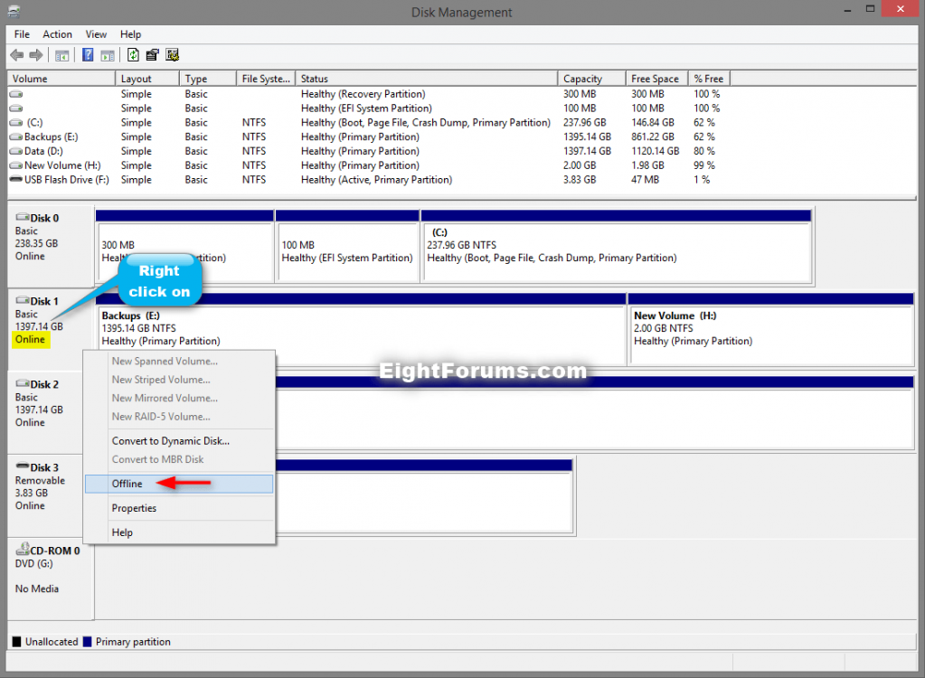 Disk - Set as Offline or Online | Windows 8 Help Forums