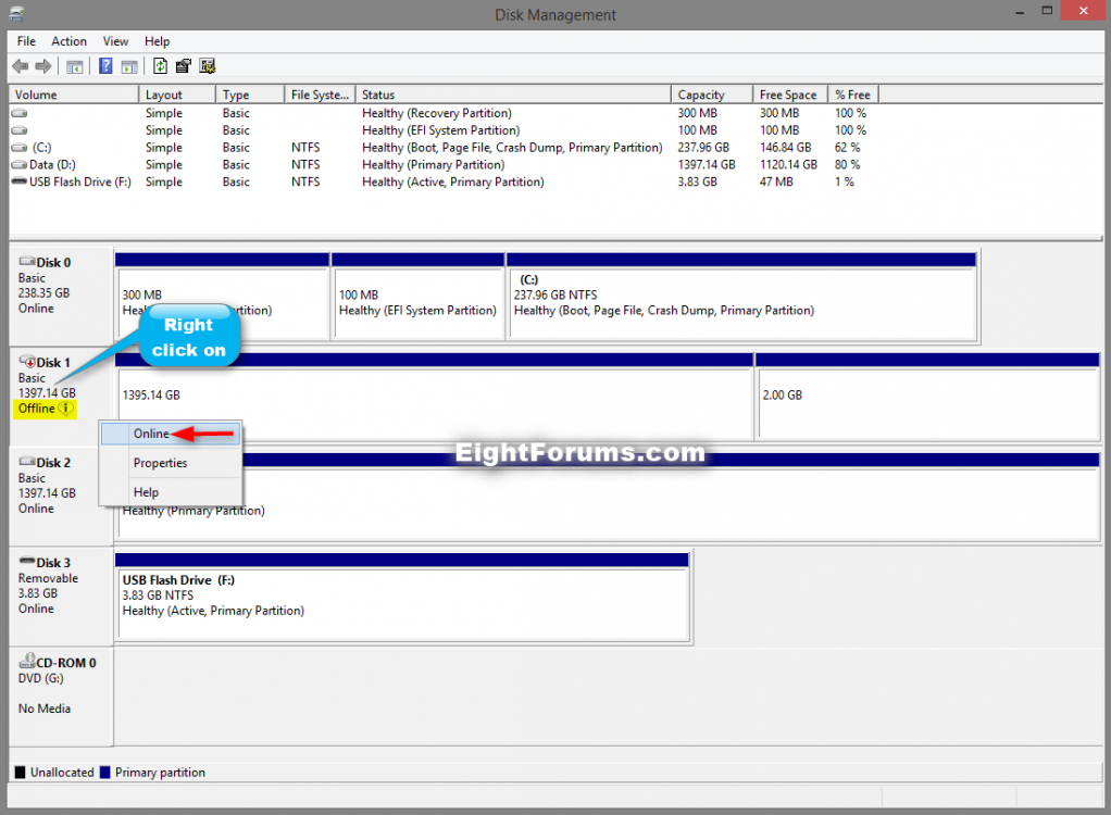 Disk - Set as Offline or Online | Windows 8 Help Forums