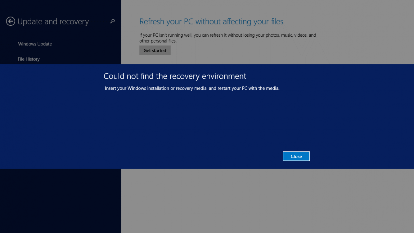 Solved - Could not find recovery environment | Windows 8 Help Forums