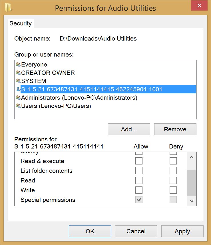 Solved - Windows 8.1 Unknown User Account Permission problem | Windows 8 Help Forums