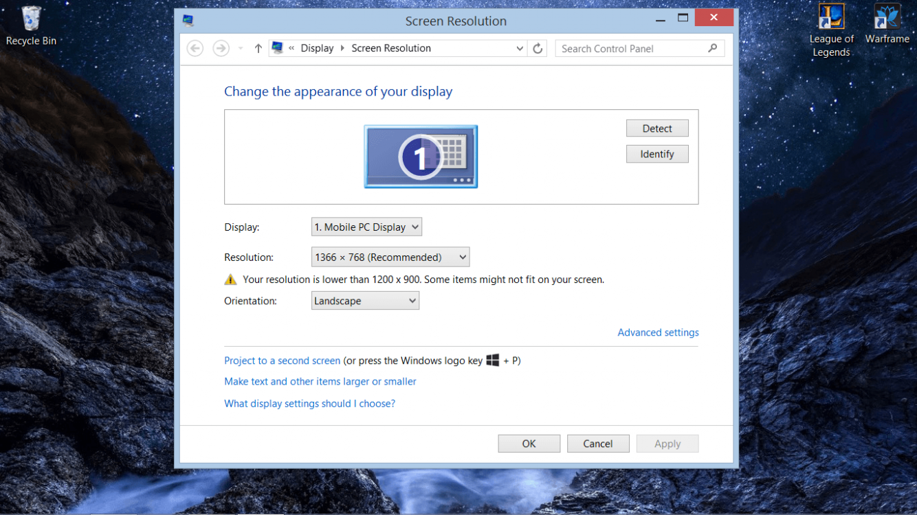 Your resolution is lower than... | Windows 8 Help Forums