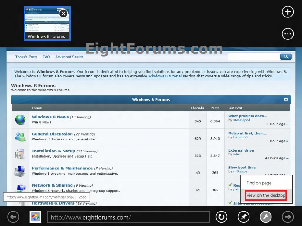 Internet Explorer Modern - View Webpage in Desktop IE | Windows 8 Help ...