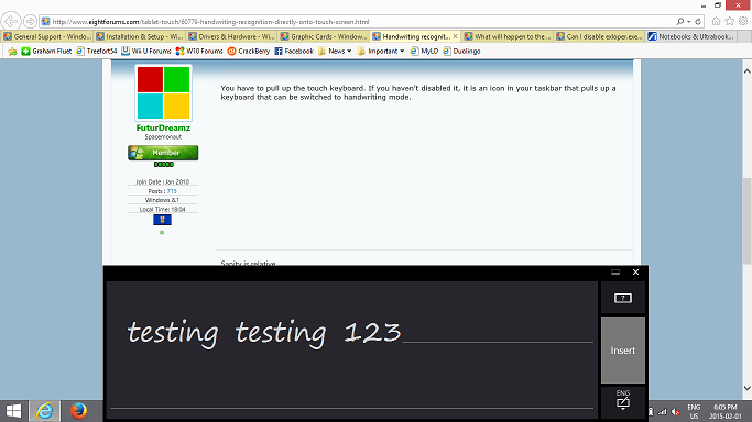 Handwriting recognition directly onto touch screen? | Windows 8 Help Forums