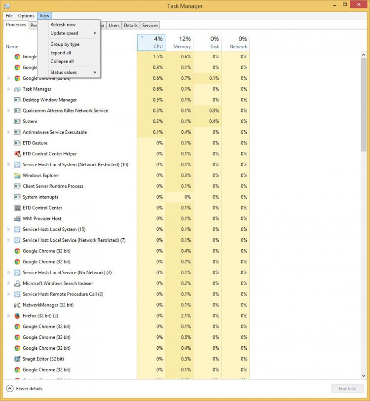 Task Manager "Show Columns" under View Menu is missing | Windows 8 Help Forums