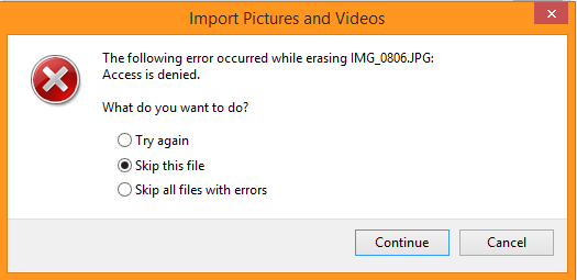 Access Denied error after importing photos from device | Windows 8 Help ... Access Denied error after importing photos from device | Windows 8 Help ...