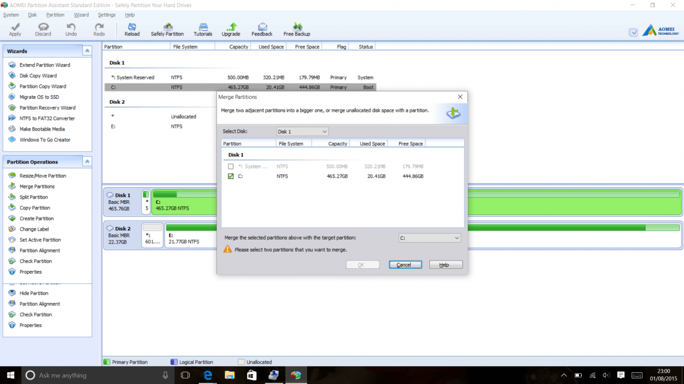 How can i merge two disks into one big drive please help.. | Windows 8 Help Forums