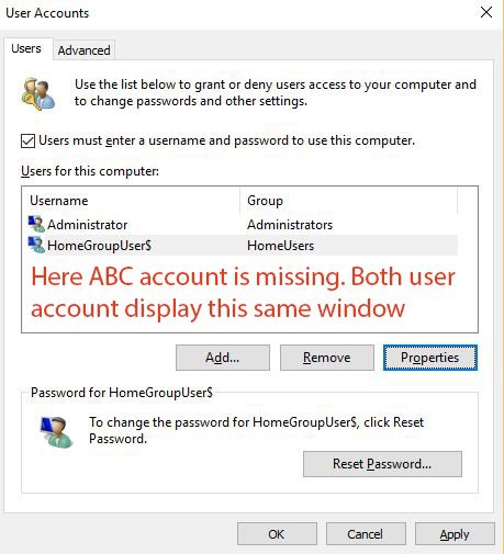 Solved - Only default user name is appearing in login screen | Windows ...