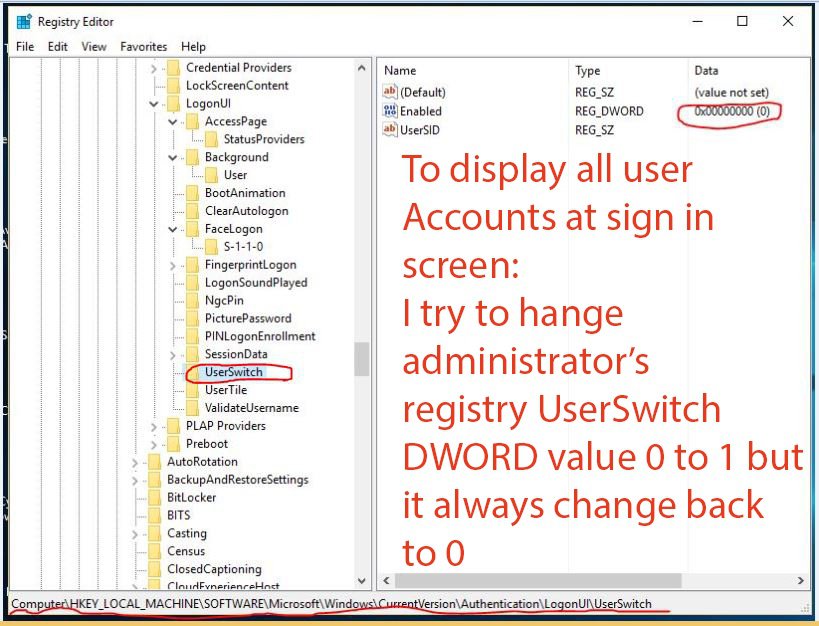 Solved - Only default user name is appearing in login screen | Windows ...