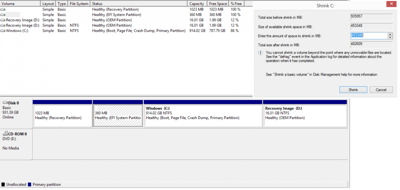 Solved - How to shrink Win 8.1 C drive with OEM partition in front | Windows 8 Help Forums