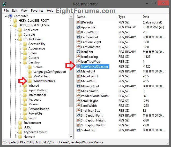 Desktop Icons - Change Horizontal and Vertical Spacing in Windows 8 ...