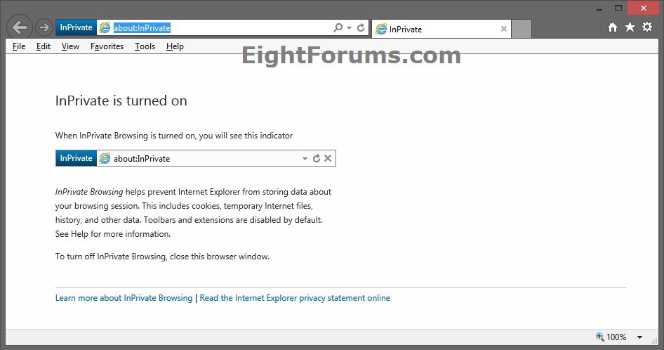 Internet Explorer InPrivate Browsing - Open in Windows 8 | Windows 8 ...
